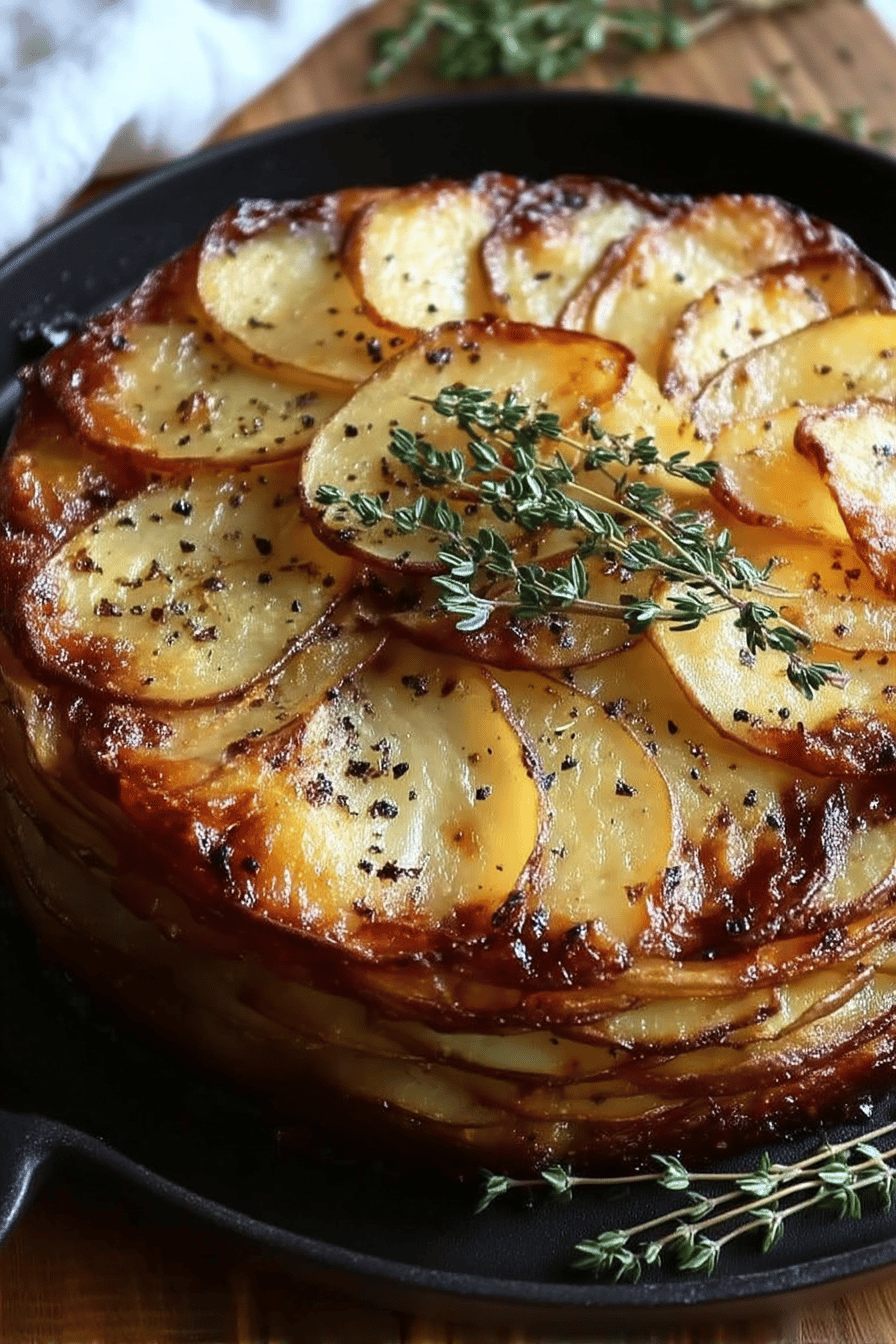 Potato and Balsamic Torte with Fresh Thyme and Steak Strips
